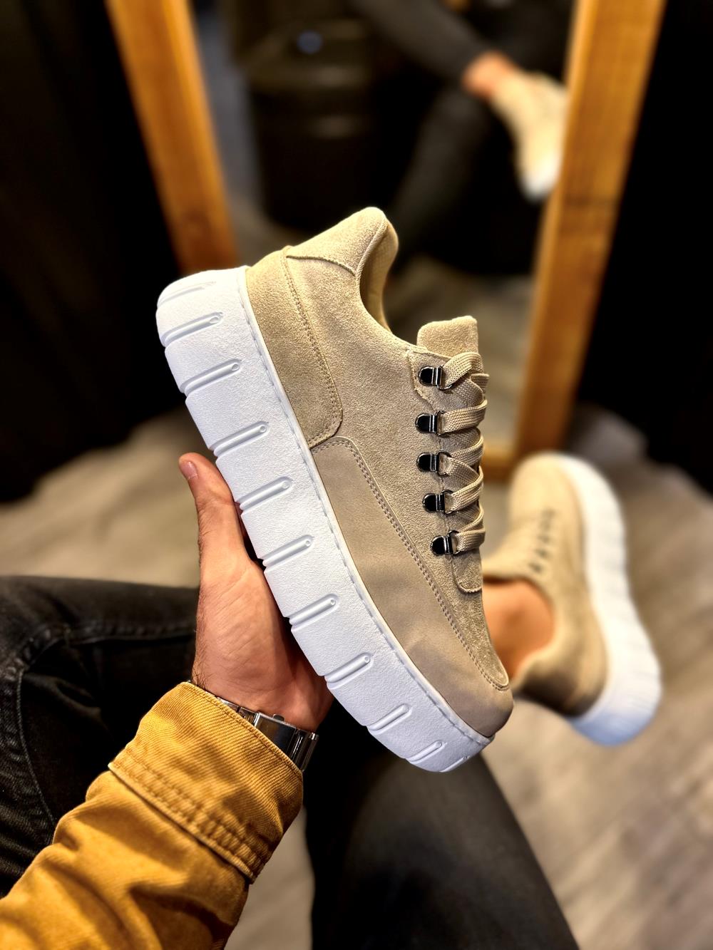 Men's High Sole Casual Shoes 600 Mink | STREETMODE